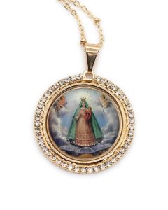 leslie boules virgin caridad del cobre pendant necklace 18k gold plated chain religious jewelry