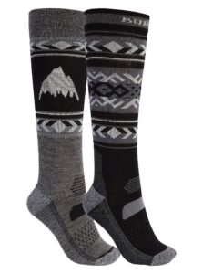 burton womens performance lightweight sock 2pk, true black, medium/large