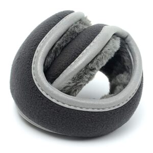 unisex winter ear muffs foldable fleece lined warm ear warmers for women and men (grey)