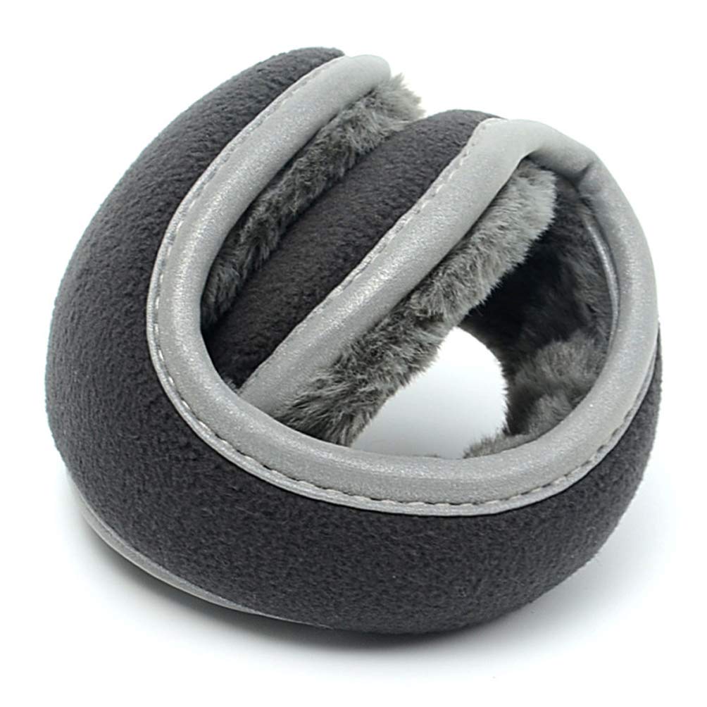 Unisex Winter Ear Muffs Foldable Fleece Lined Warm Ear Warmers for Women and Men (Grey)