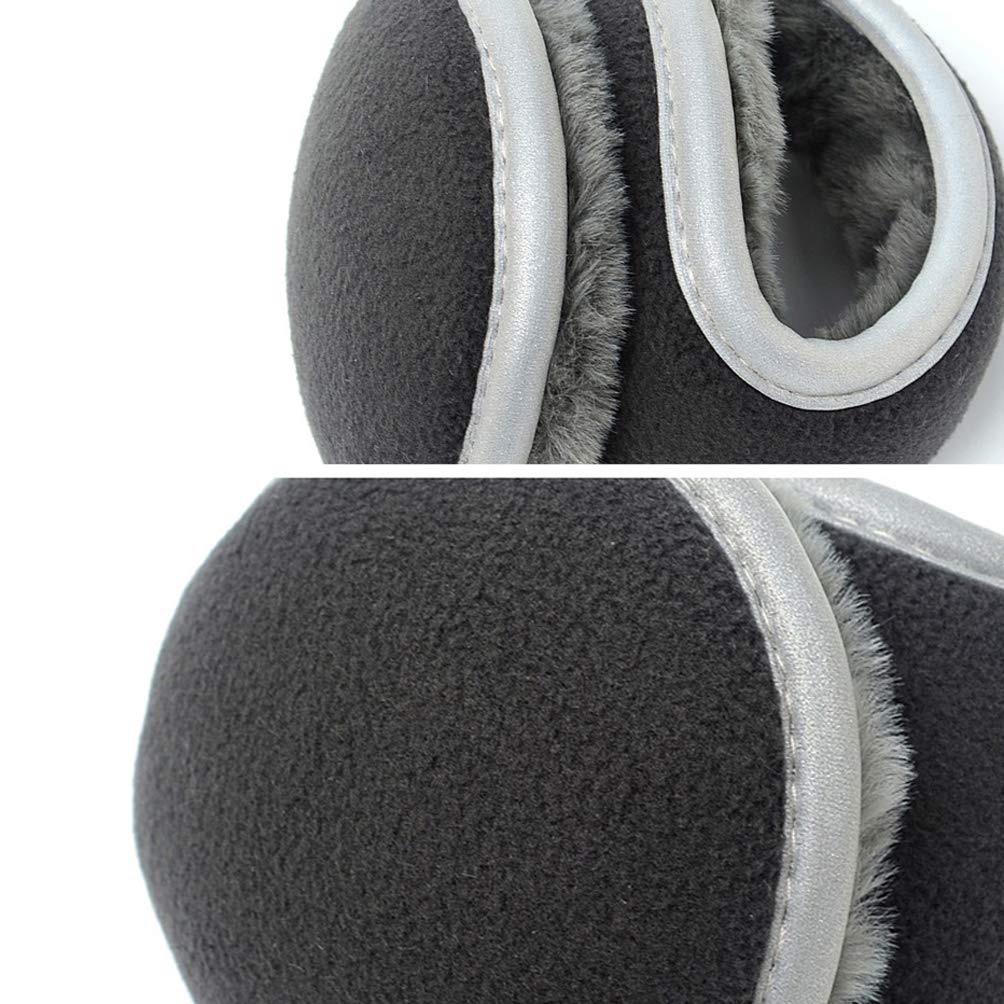 Unisex Winter Ear Muffs Foldable Fleece Lined Warm Ear Warmers for Women and Men (Grey)