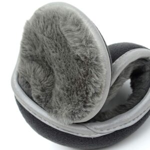 Unisex Winter Ear Muffs Foldable Fleece Lined Warm Ear Warmers for Women and Men (Grey)