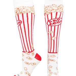 MadSportsStuff Popcorn Socks Over the Calf Length (White/Scarlet, Small)