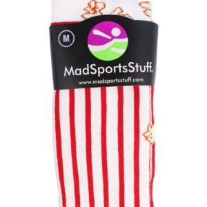 MadSportsStuff Popcorn Socks Over the Calf Length (White/Scarlet, Small)