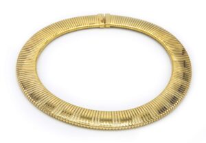 marshal metal fashion necklace 18k gold plated brass omega choker necklace (nk180g(18mm))