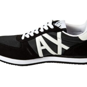 A | X ARMANI EXCHANGE Men's Lace Up Logo Sneaker, Black + White, 11