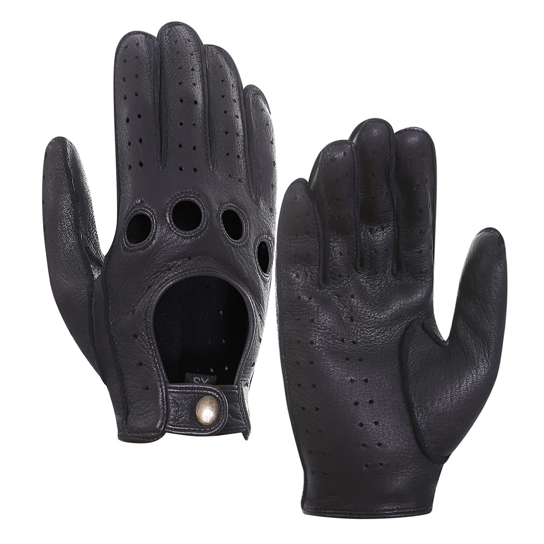 Harssidanzar Mens Driving Gloves Deerskin Unlined Upgrade, Black, L