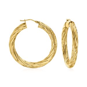 ross-simons italian 14kt yellow gold twisted hoop earrings