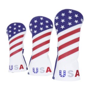 histar 3pcs usa flag golf cover for driver, fairway wood and hybrid golf club headcovers