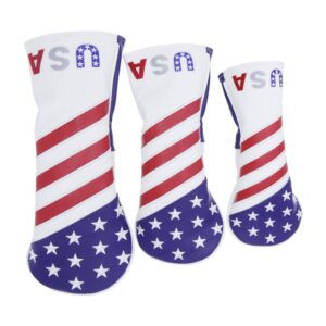 HISTAR 3Pcs USA Flag Golf Cover for Driver, Fairway Wood and Hybrid Golf Club Headcovers