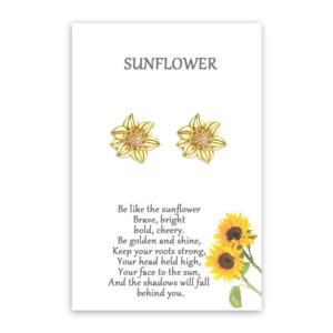 tarsus sunflower stud earrings hypoallergenic 14k gold plated sun flower jewelry gifts for bestfriend women girls