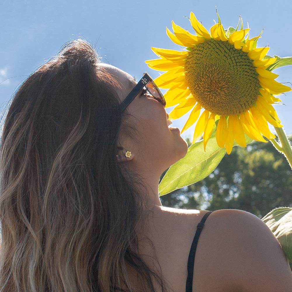 Tarsus Sunflower Stud Earrings Hypoallergenic 14K Gold Plated Sun Flower Jewelry Gifts for Bestfriend Women girls