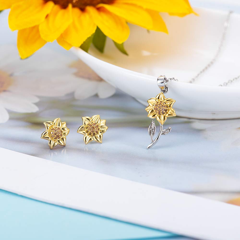 Tarsus Sunflower Stud Earrings Hypoallergenic 14K Gold Plated Sun Flower Jewelry Gifts for Bestfriend Women girls