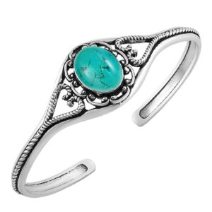 5.80 cts turquoise cuff bangle for mother green stone december birthstone bangle jewelry mother's day gifts for mom wife