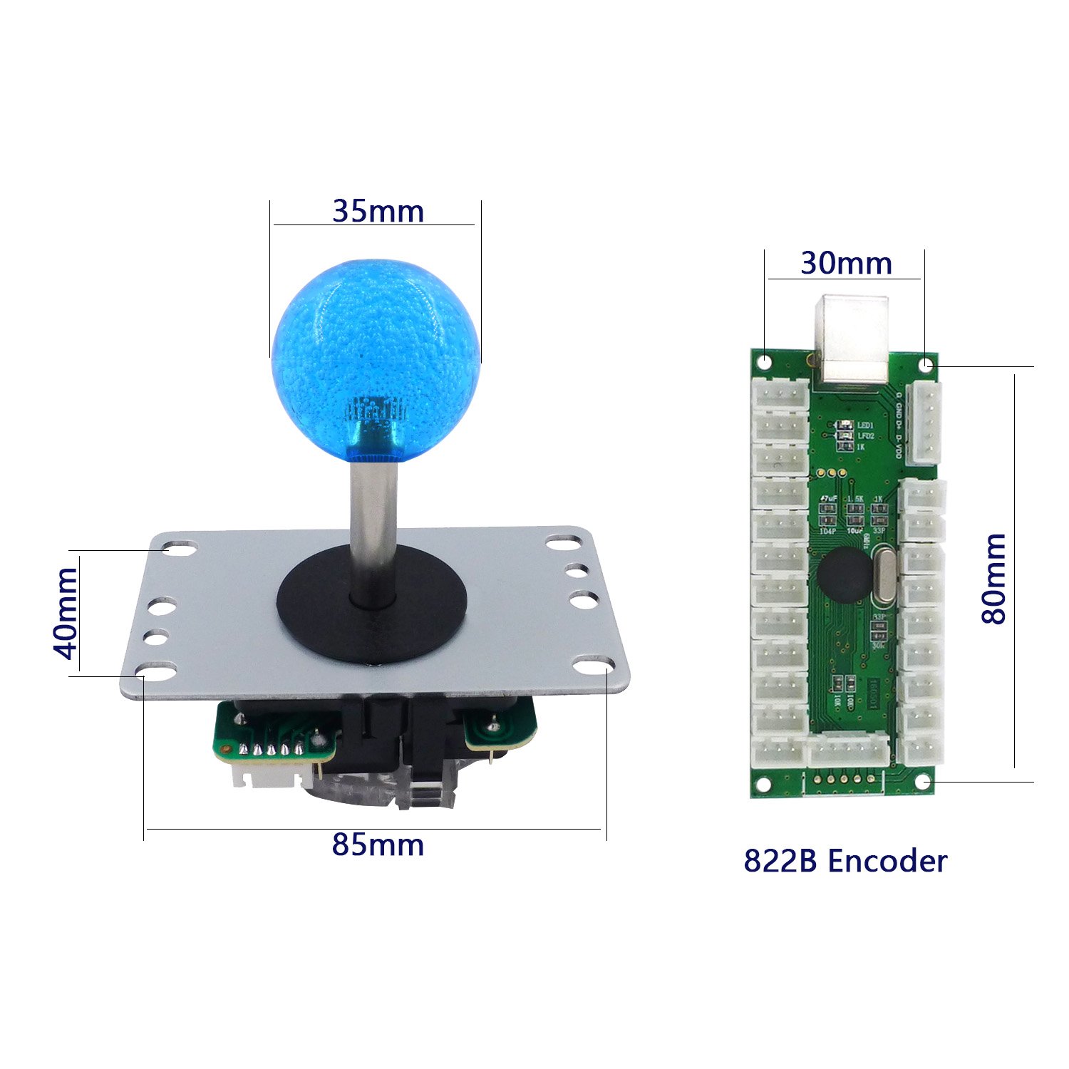 SJ@JX Arcade 2 Player Game Controller Stick DIY Kit LED Buttons MX Microswitch 8 Way Joystick USB Encoder Cable for PC MAME Raspberry Pi Color Mix