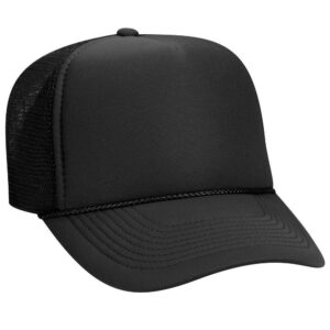 otto wholesale 12 x cap 5 panel mid profile mesh back trucker hat (003 - black) (osfm - adult)