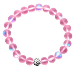 hope inspired mystic mermaid glass bracelet with 8 mm pink dazzling moonstone beads