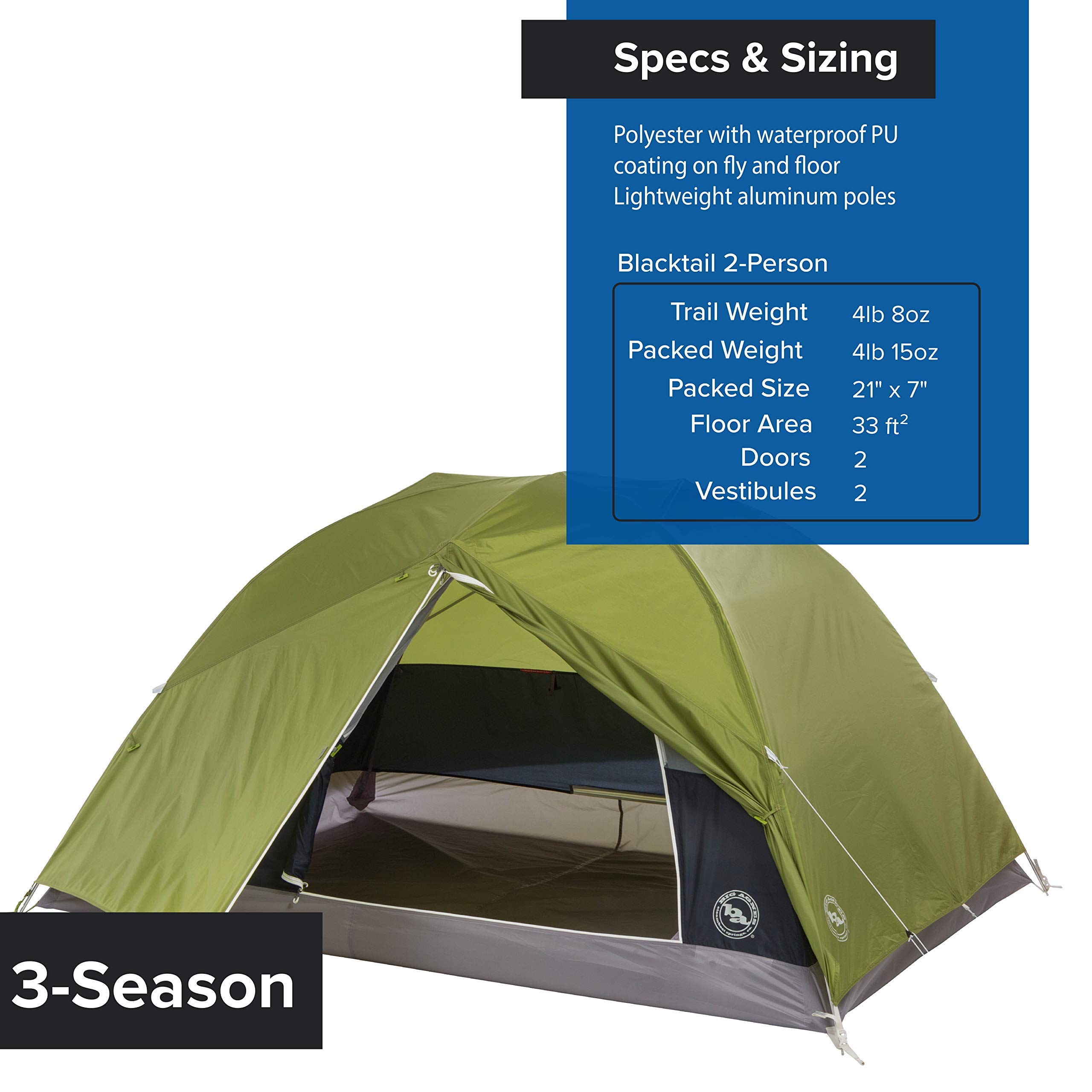 Big Agnes Blacktail Backpacking & Camping Tent, 2 Person