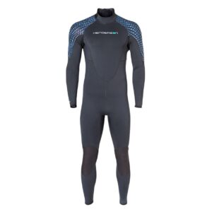 henderson mens 5mm greenprene back zip full wetsuit-black/blue/silver-m