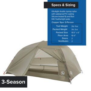 Big Agnes Copper Spur HV UL Backpacking Tent, 2 Person (Olive Green)