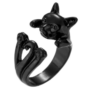 lux accessories black cat wrapped around kitty lover ring