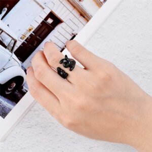 LUX ACCESSORIES Black Cat Wrapped Around Kitty Lover Ring