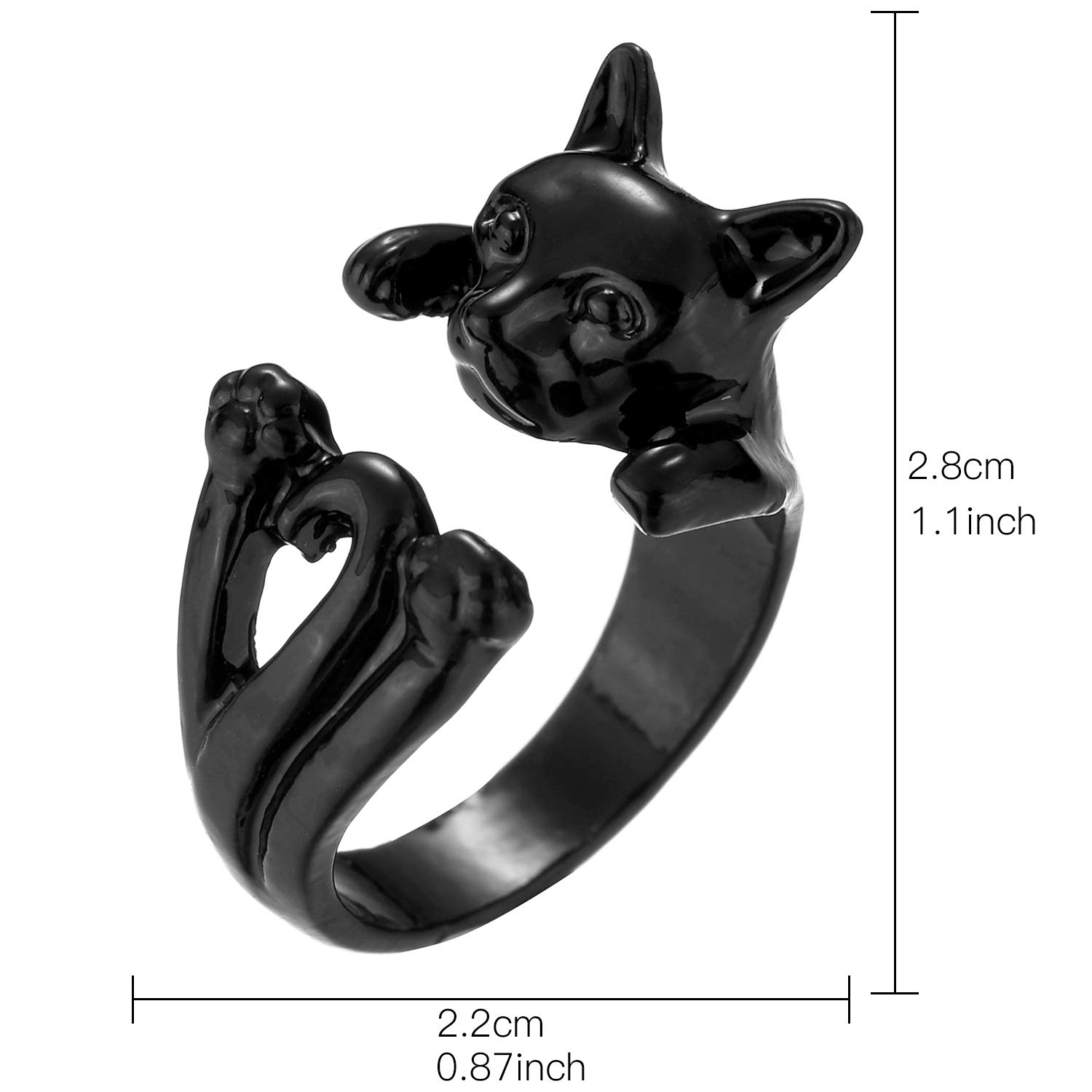 LUX ACCESSORIES Black Cat Wrapped Around Kitty Lover Ring