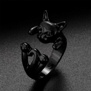 LUX ACCESSORIES Black Cat Wrapped Around Kitty Lover Ring