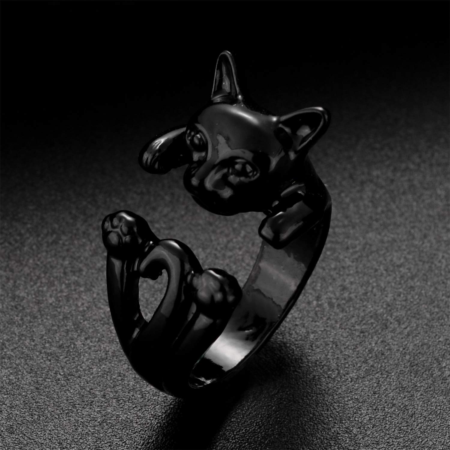 LUX ACCESSORIES Black Cat Wrapped Around Kitty Lover Ring