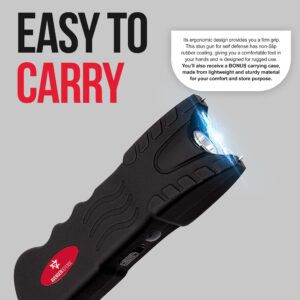 Avenger Defense Stun Gun for Self Defense with LED Flashlight Protection Device (ADS-80B)- (Dark Black)