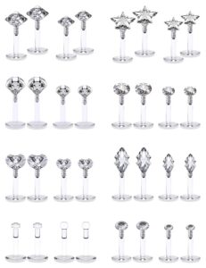 lcolyoli 32pcs 16g forward helix tragus cartilage earring studs push top labret monroe lip ring retainer 8mm barbell body piercing jewelry for women men girls