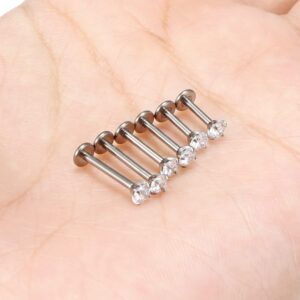 Ocptiy 16G G23 Titanium Lip Labret Monroe Medusa Ashley Ring Stud Hypoallergenic Flat Back Screw on Cartilage Tragus Helix Ear Earring Piercing Jewelry Stainless Surgical Steel Women Men 6mm 8mm 10mm