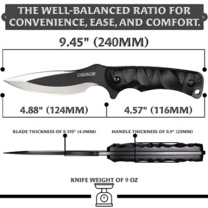 OERLA TAC OLL-005 Outdoor Knife Fixed Blade Camping Hunting Survival Field Knife 420HC Full Tang Steel Blade with Kydex Sheath and EDC Tactical Belt Clip