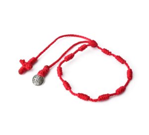 cmid saint benedict christian catholic blessing string bracelet prayer rosary red protection medals jewlery for men and women/pulsera rosario roja medalla san benito adultos hombres y mujeres