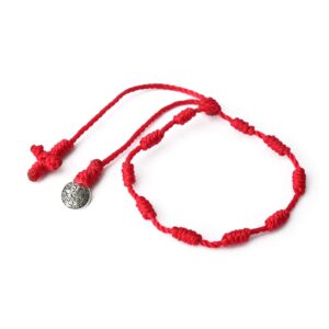 CMID Saint Benedict Christian Catholic Blessing String Bracelet Prayer Rosary Red Protection Medals Jewlery for Men and Women/Pulsera Rosario Roja Medalla San Benito Adultos Hombres y Mujeres