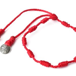 CMID Saint Benedict Christian Catholic Blessing String Bracelet Prayer Rosary Red Protection Medals Jewlery for Men and Women/Pulsera Rosario Roja Medalla San Benito Adultos Hombres y Mujeres