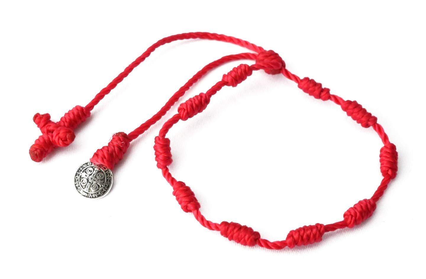 CMID Saint Benedict Christian Catholic Blessing String Bracelet Prayer Rosary Red Protection Medals Jewlery for Men and Women/Pulsera Rosario Roja Medalla San Benito Adultos Hombres y Mujeres