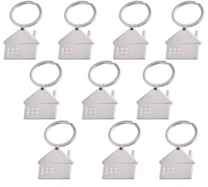 glasstore small house shaped pendant keychains,cute cartoon house with window keychain bag hanging fashion charm gifts jewelry,10pcs