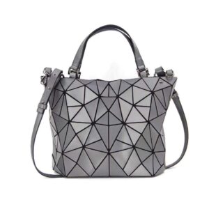 kbinter geometric luminous purses and handbags shard lattice eco-friendly artificial leather rainbow holographic purse, silver, large