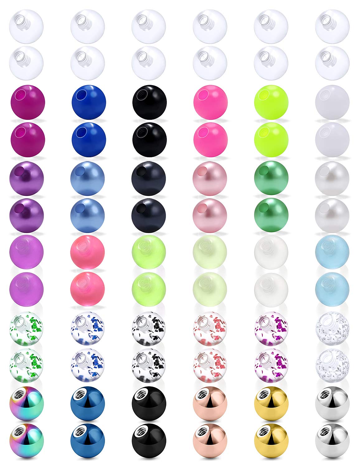 SCERRING 14G Ball for Piercing Replacement Balls Externally Threaded Nipple Industrial Tongue Belly Piercing Rings Body Jewelry Piercing Barbell Parts 5mm 72PCS