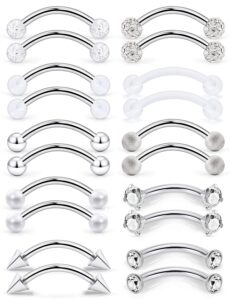 scerring 16g rook earrings eyebrow rings clear cz tragus helix daith lip ring barbell body piercing jewelry retainer 6mm 20pcs