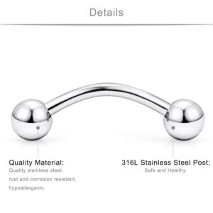 SCERRING Snake Eyes Tongue Rings 14G Stainless Steel Curved Barbell Nipplerings Nipple Rings Piercing Jewelry Retainer 16mm 5/8Inch 16PCS Silver