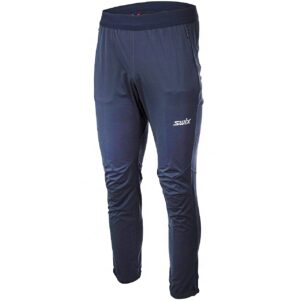 swix men's cross classic layout stretch softshell ski pants, dark navy, small