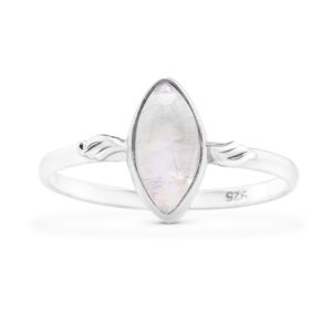 Koral Jewelry marquise Moonstone Ethnic Delicate Ring 925 Sterling Silver Vintage Tribal Gipsy Boho Look (7)