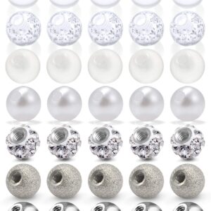 Prjndjw 35PCS Replacement Ball for Body Jewelry Stainless Steel Clear Acrylic Crystal CZ Ball for 16G Piercing Bar Barbell Studs Parts Diameter 5mm