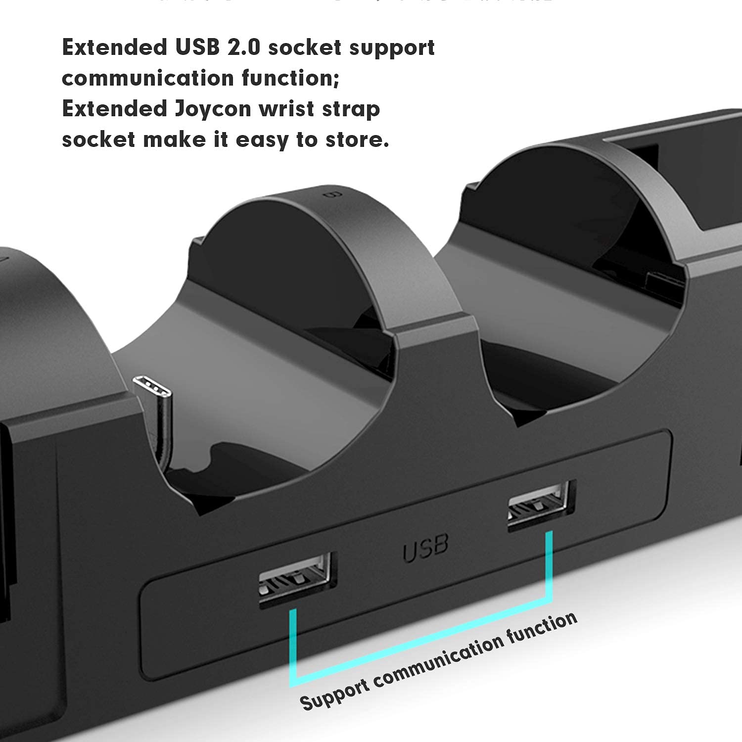 ECHZOVE Controller Charger for Nintendo Switch, Charger for 4 Switch Joy-Con Controllers, 2 Switch Pro controllers, 2 Joy-con Wrist Straps with USB 2.0 Ports(Not for PowerA Pro Controllers)