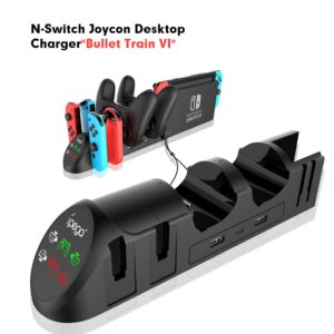 ECHZOVE Controller Charger for Nintendo Switch, Charger for 4 Switch Joy-Con Controllers, 2 Switch Pro controllers, 2 Joy-con Wrist Straps with USB 2.0 Ports(Not for PowerA Pro Controllers)