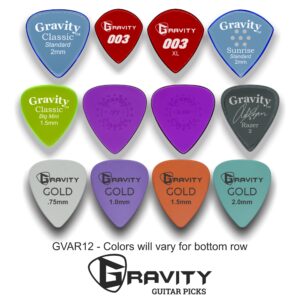 gravity acrylic variety pack guitar picks | polished bevels, brighter, louder sound & tighter grip| available in different packs - made in the usa