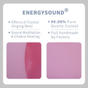 ENERGYSOUND 432Hz Perfect Pitch C Note Root Chakra Pink Color Frosted Quartz Crystal Singing Bowl 10 inch with Heavy Duty Case Bag mallet & o-ring included