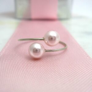 Pink Crystal Pearl Cuff Ring, Open Single Coil Bypass Ring, Sterling Silver 14K Gold-Filled Wire Band, Slides Over Arthritic Knuckles, Jewelry Inspirations